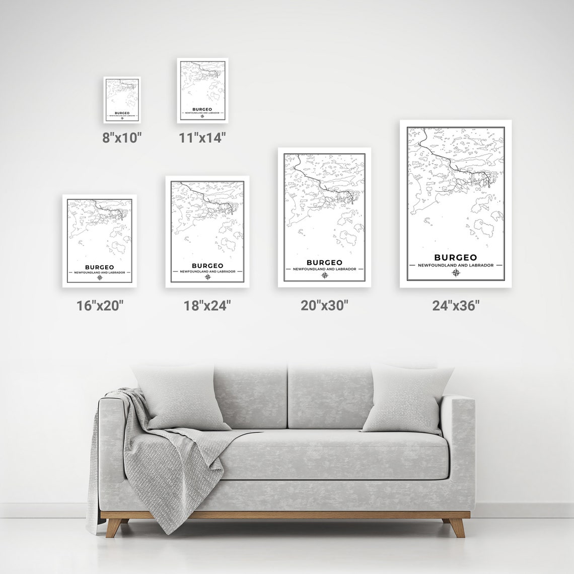 Burgeo Map Print | Map of Burgeo Newfoundland | Black & White | Digital ...