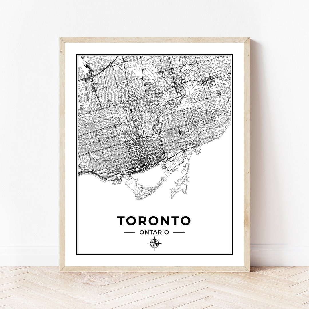 Toronto Map Print | Map of Toronto Ontario | Black & White | Digital ...