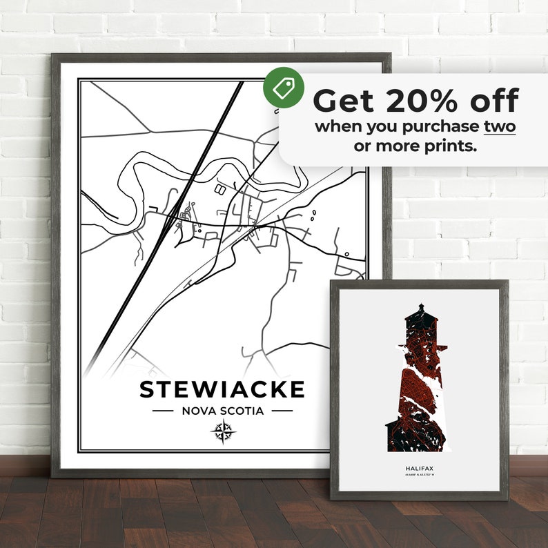 Stewiacke Map Print | Map of Stewiacke Nova Scotia | Black & White ...