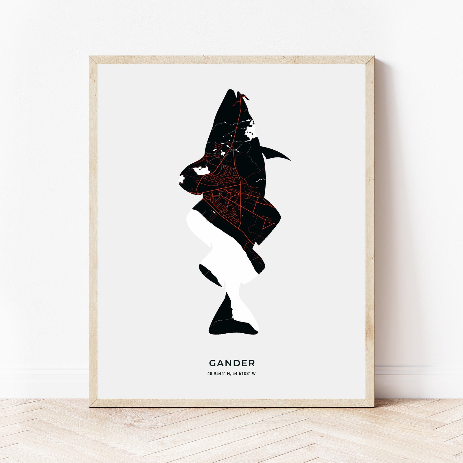 Wall Décor Grand Falls-Windsor Codfish Print Newfoundland Art Map of ...