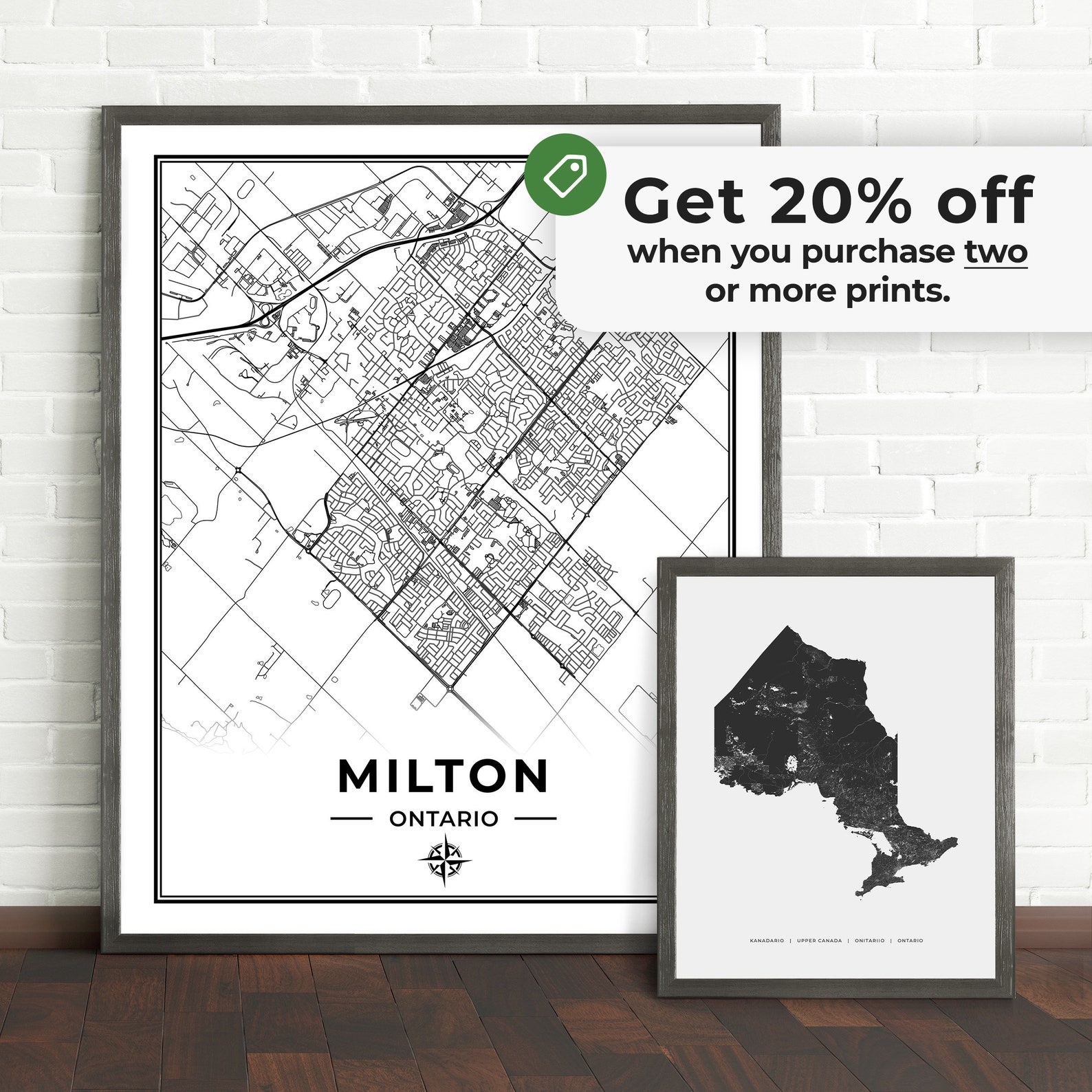 Milton Map Print | Map of Milton Ontario | Black & White | Digital ...