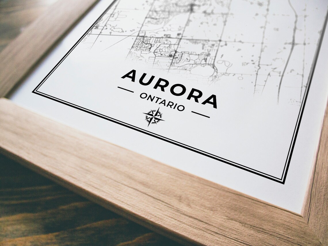 Aurora Map Print | Map of Aurora Ontario | Black & White | Digital ...