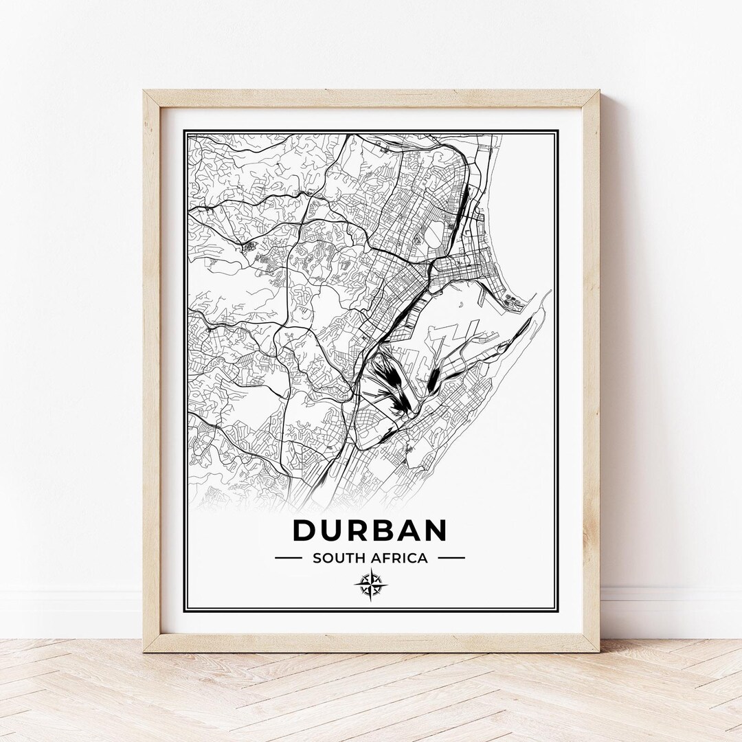 Durban Map Print | Map of Durban South Africa | Digital Download - Etsy