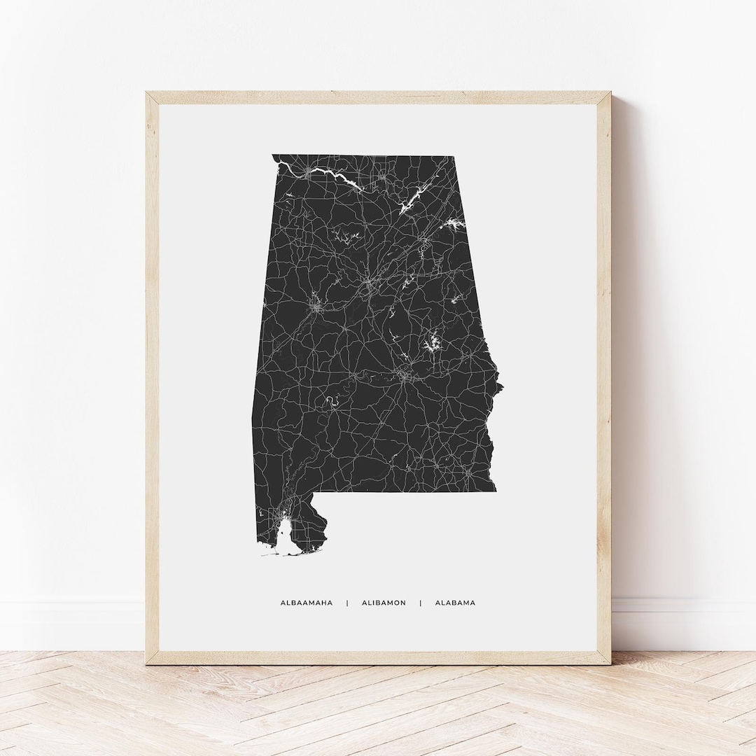 Alabama Map Print | Map of Alabama | Digital Download - Etsy