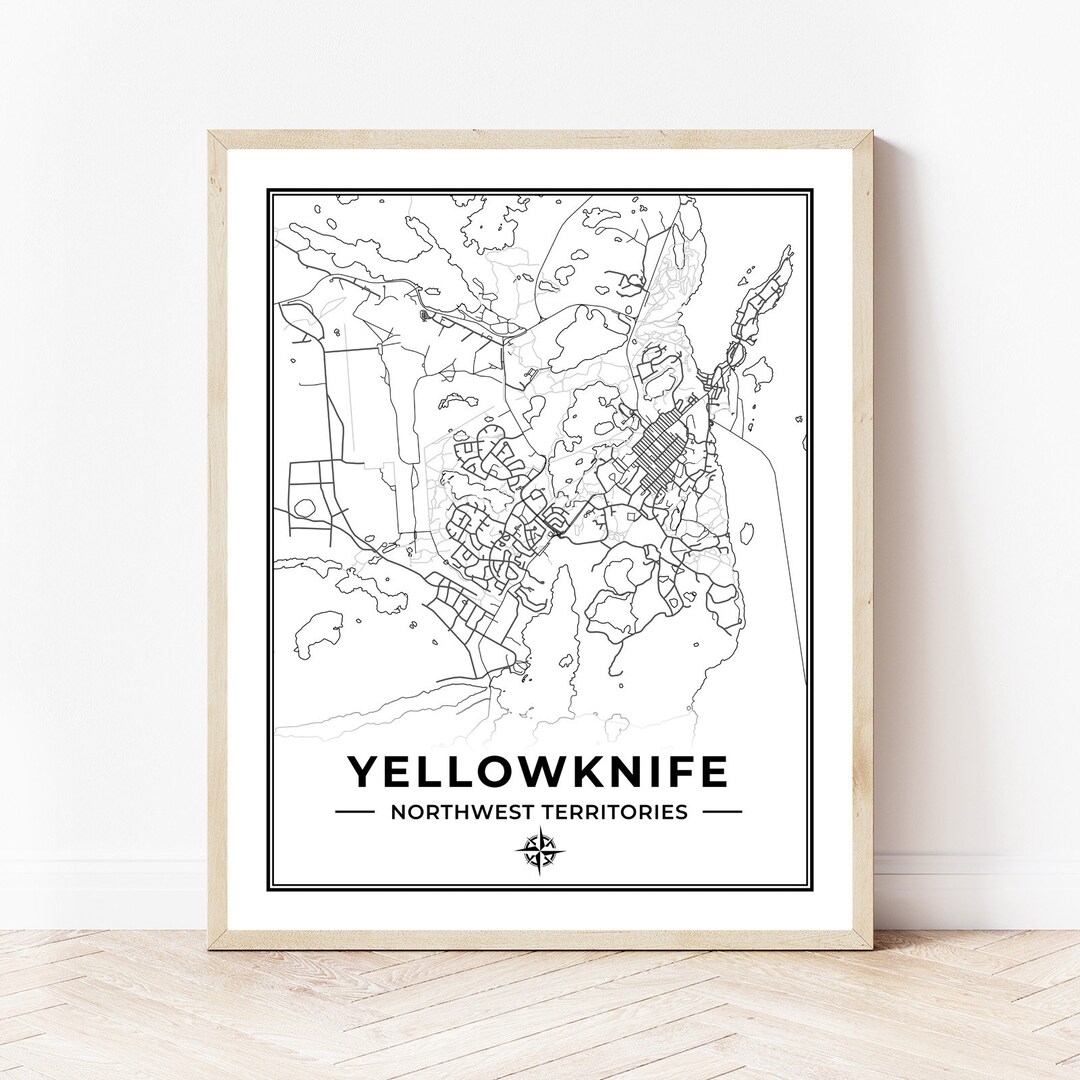Yellowknife Map Print | Map of Yellowknife Northwest Territories ...