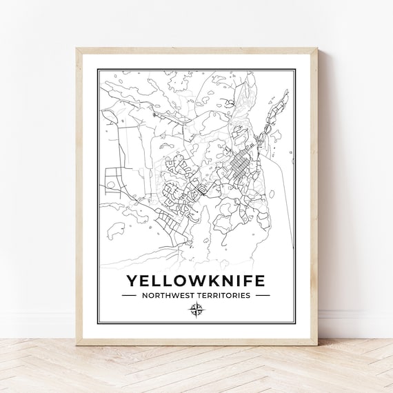 Yellowknife Map Print Map of Yellowknife Northwest | Etsy