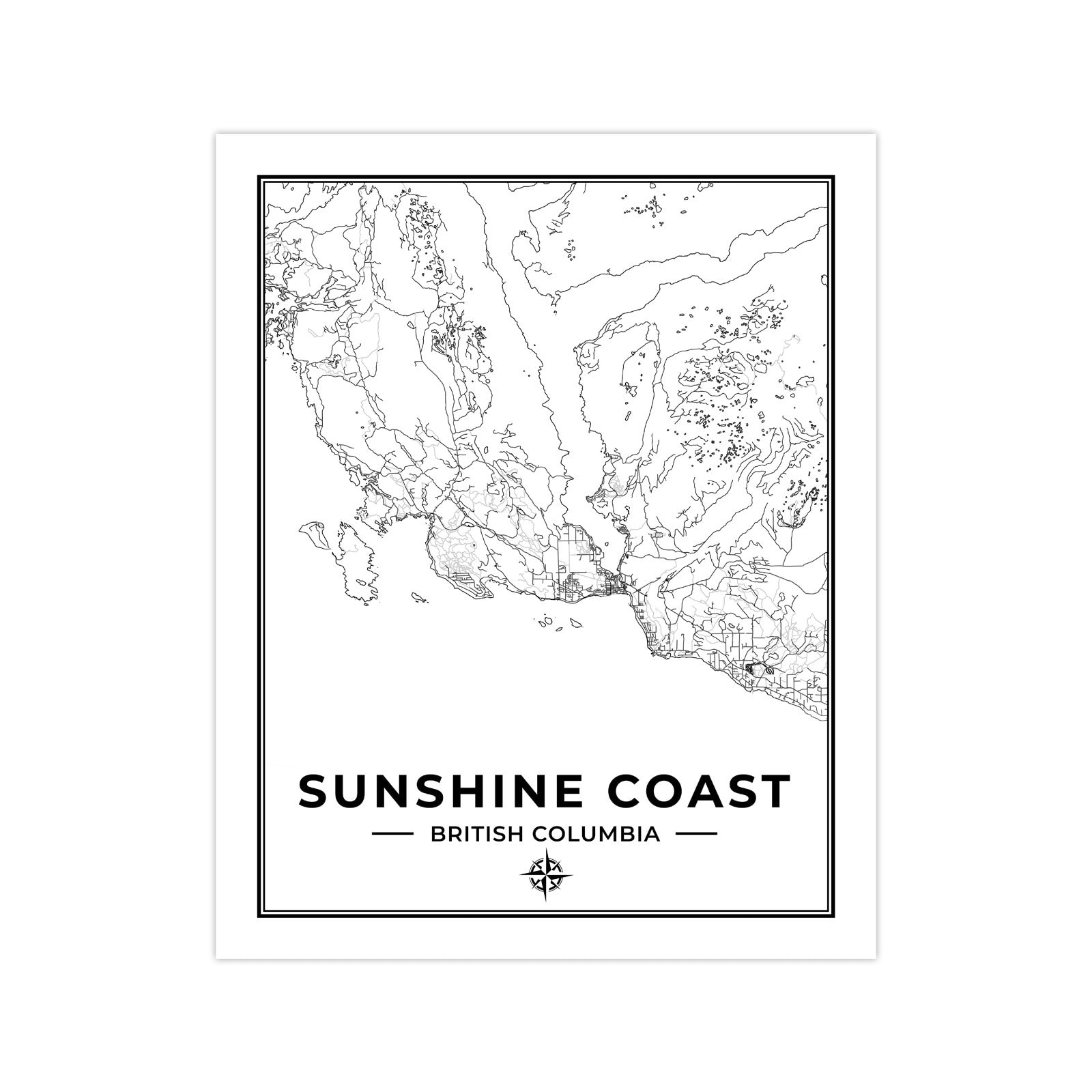 Sunshine Coast Map Print Map of Sunshine Coast British - Etsy Canada
