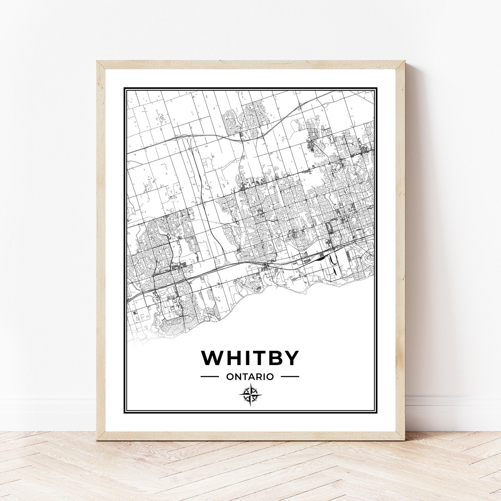 Whitby Map Print Map of Whitby Ontario Black & White - Etsy Canada