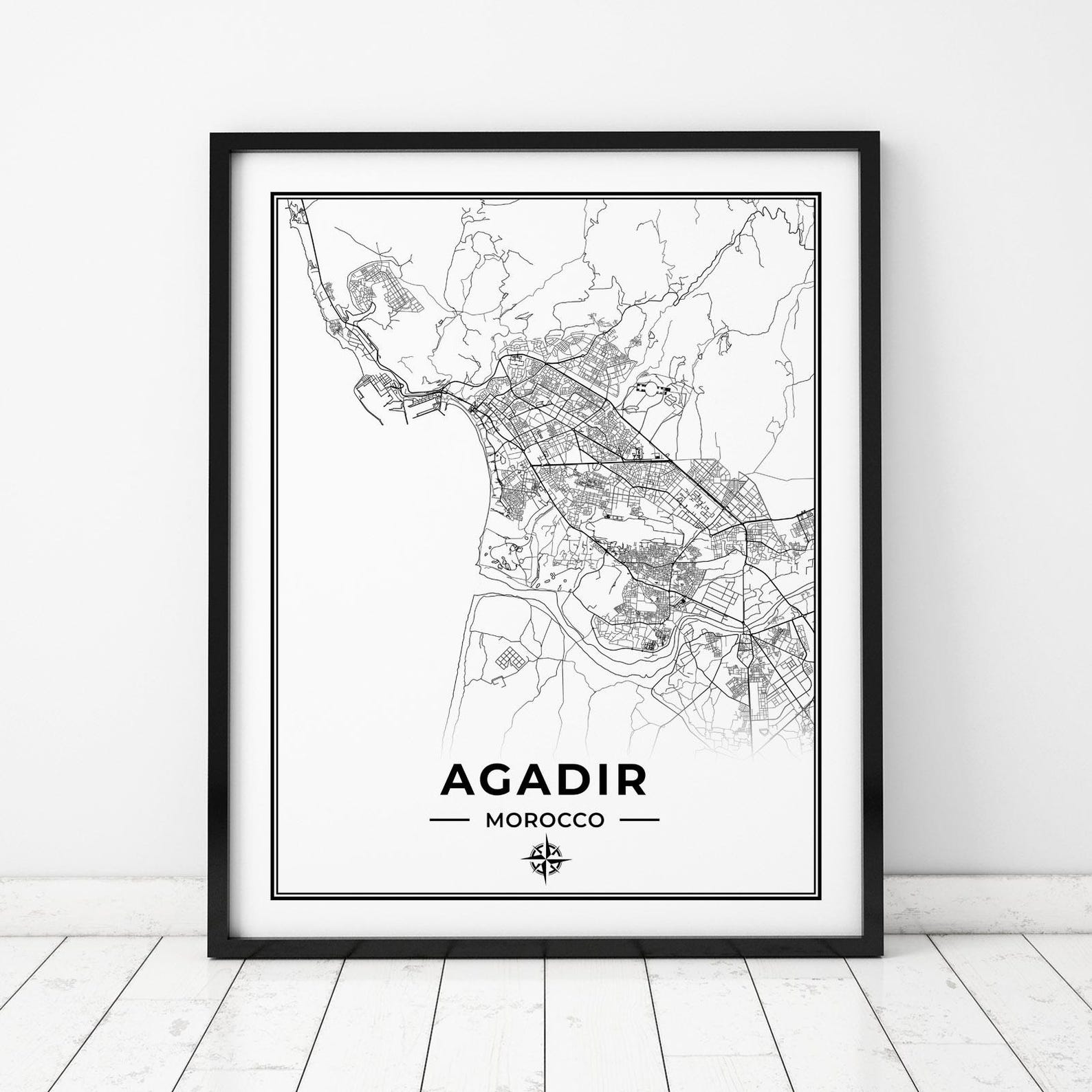 Agadir Map Print | Map of Agadir Morocco | Digital Download - Etsy
