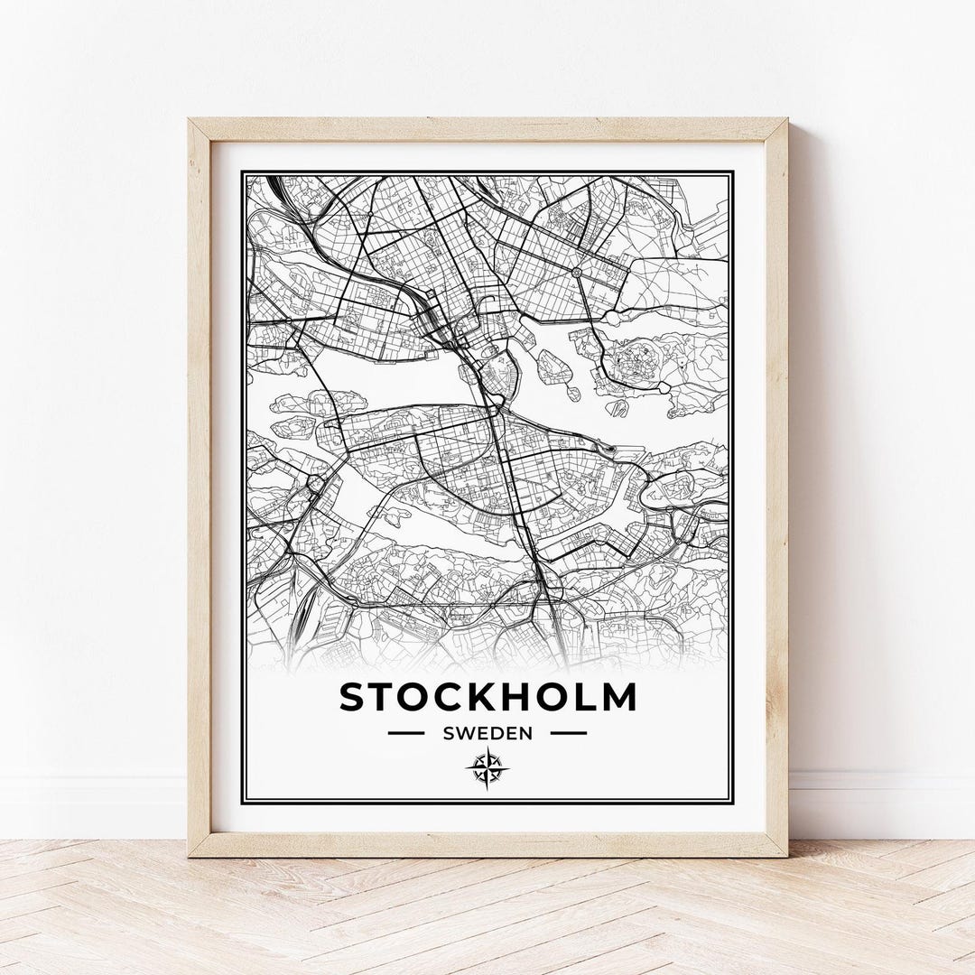 Stockholm Map Print | Map of Stockholm Sweden | Digital Download - Etsy