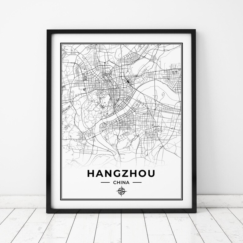 Hangzhou Map Print | Map of Hangzhou China | Digital Download - Etsy