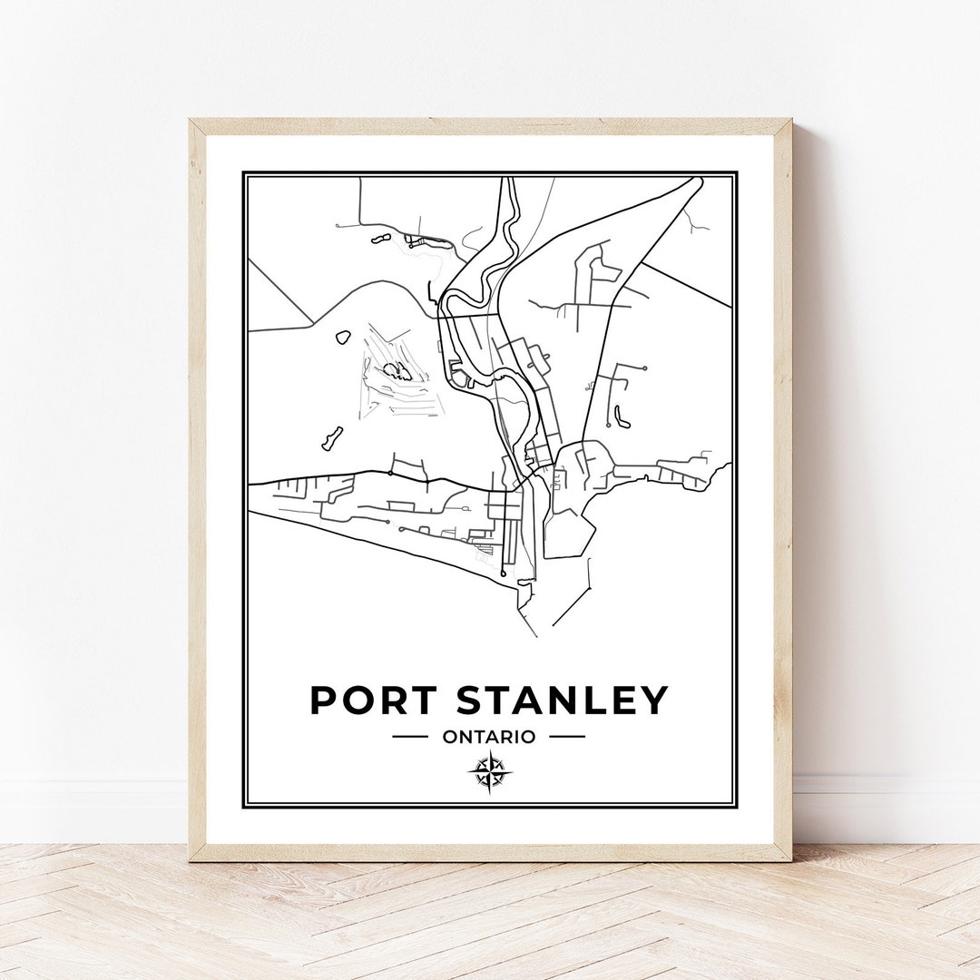 Port Stanley Map Print | Map of Port Stanley Ontario | Black & White ...