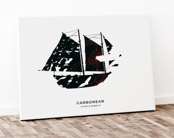 Art & Collectibles Giclée Carbonear Schooner Print Map of Carbonear ...