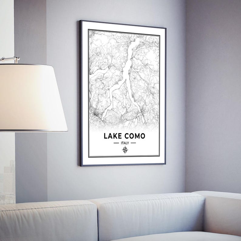 Lake Como Map Print | Map of Lake Como Italy | Digital Download - Etsy