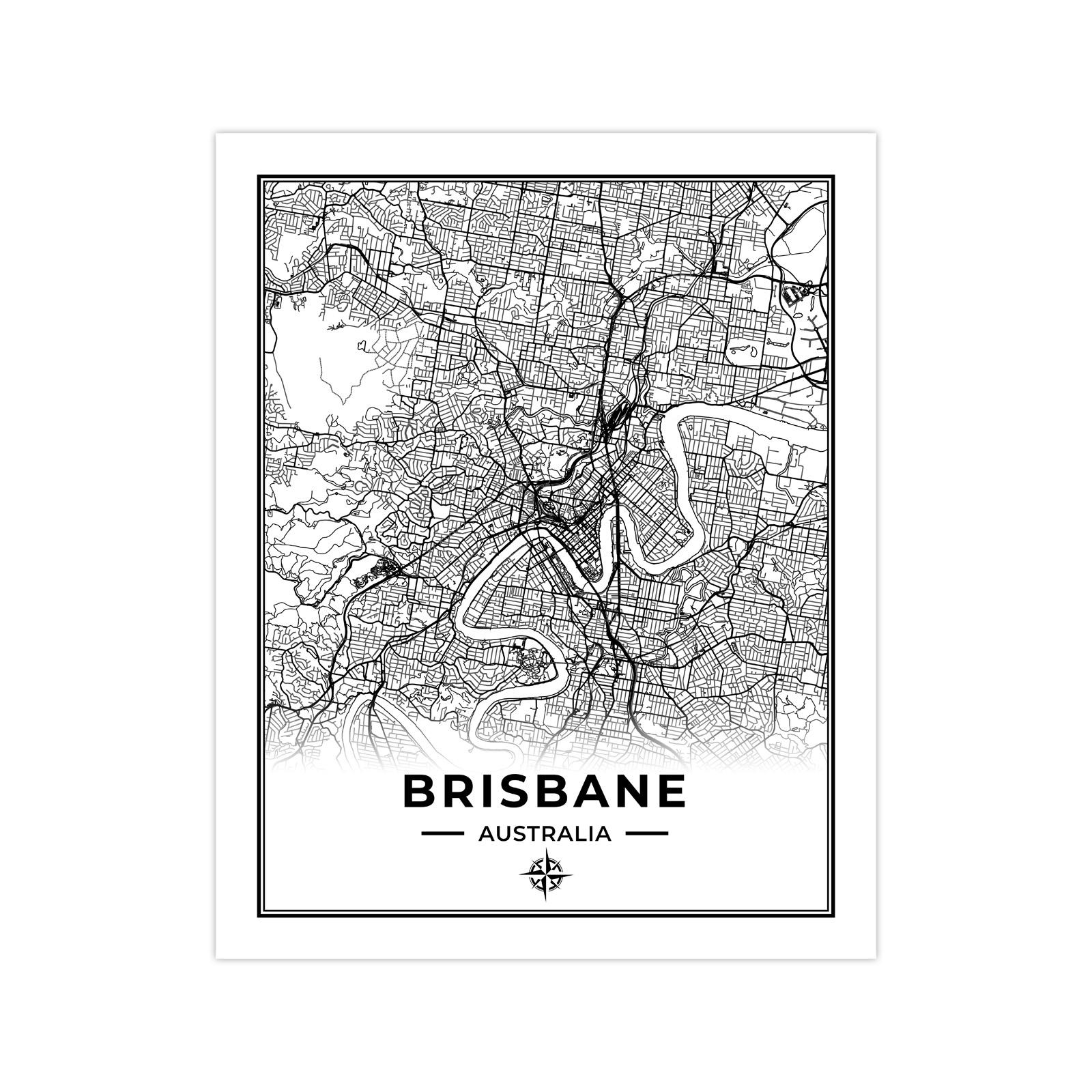 Brisbane Map Print | Map of Brisbane Australia | Digital Download - Etsy