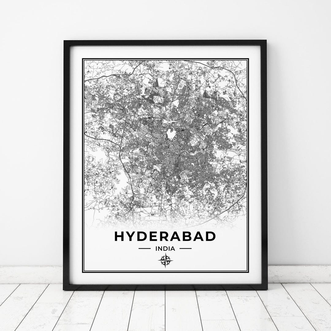 Hyderabad Map Print | Map of Hyderabad India | Digital Download - Etsy