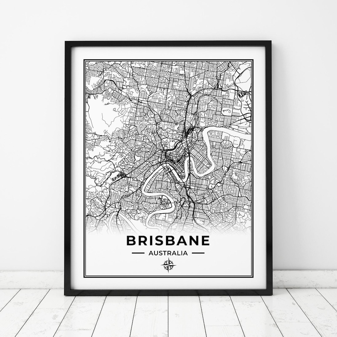 Brisbane Map Print | Map of Brisbane Australia | Digital Download - Etsy