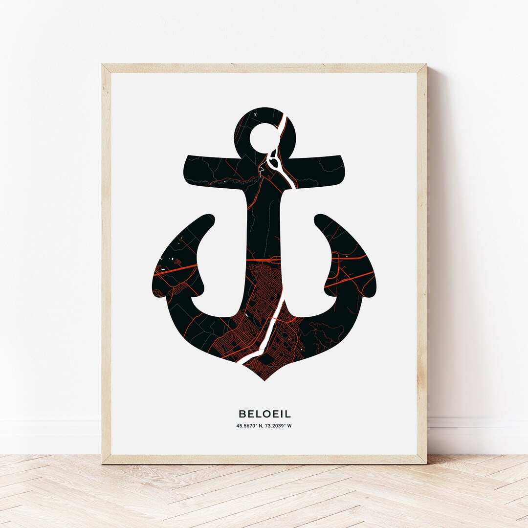 Beloeil Anchor Print | Map of Beloeil Quebec | Digital Download - Etsy