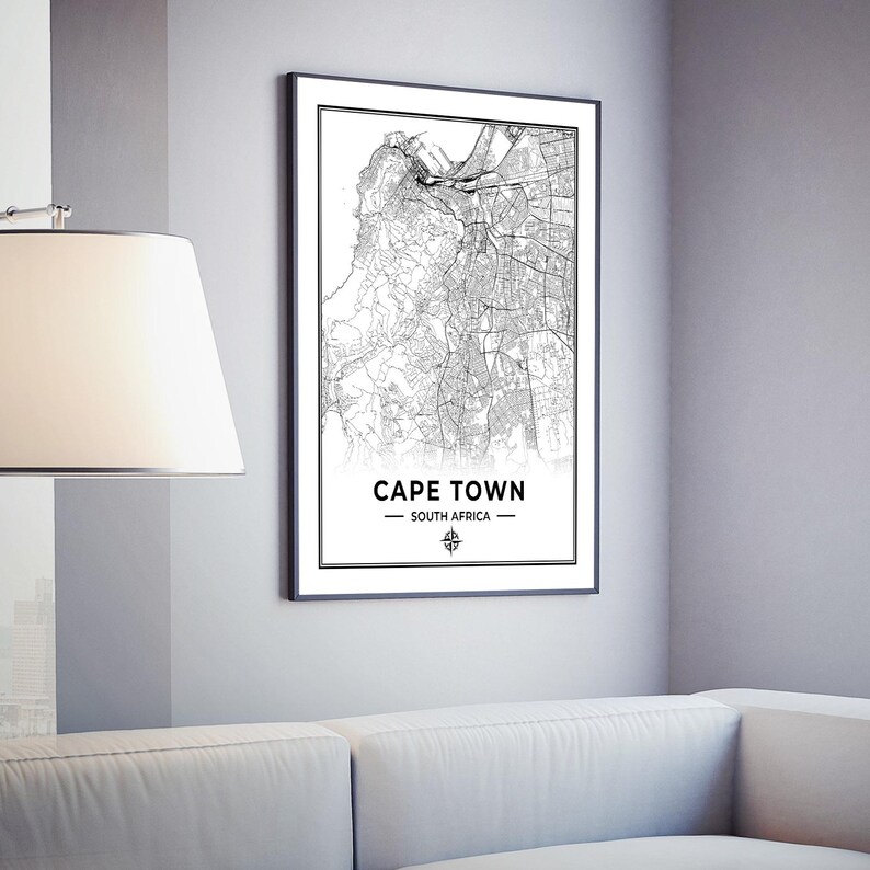 Cape Town Map Print | Map of Cape Town South Africa | Digital Download ...