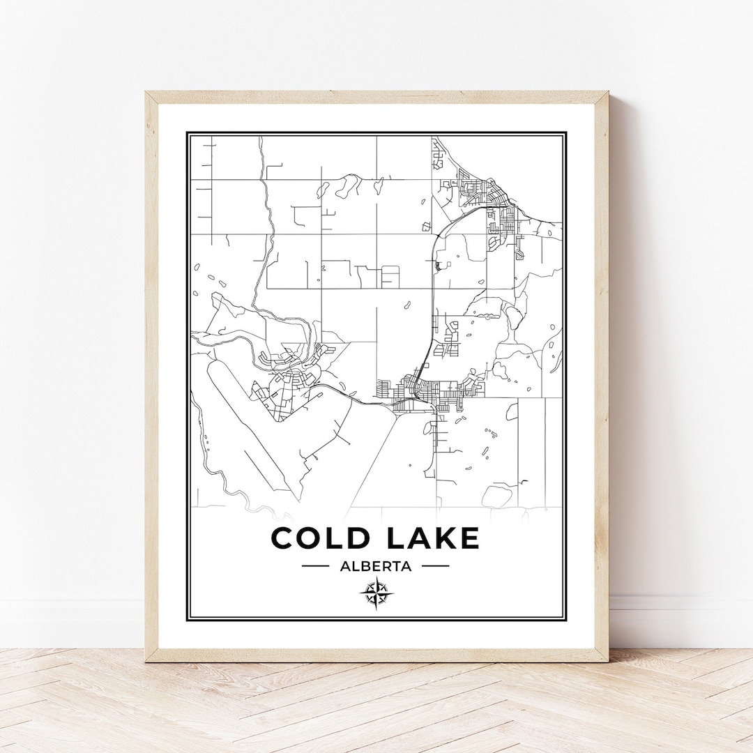 Cold Lake Map Print | Map of Cold Lake Alberta | Black & White ...