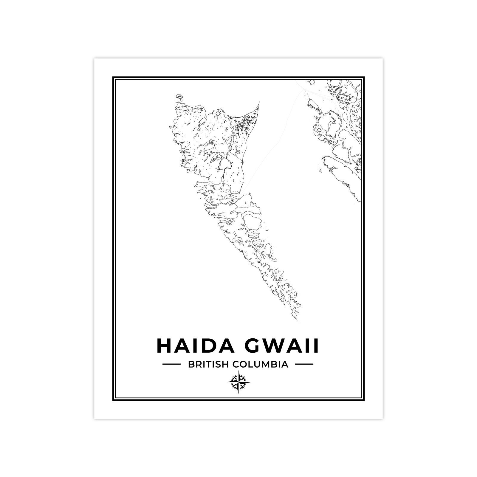Haida Gwaii Map Print Map of Haida Gwaii British Columbia - Etsy Canada
