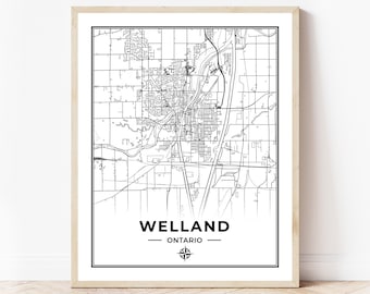 Home Décor Home & Living Welland Ontario Map Print Full Color Map ...