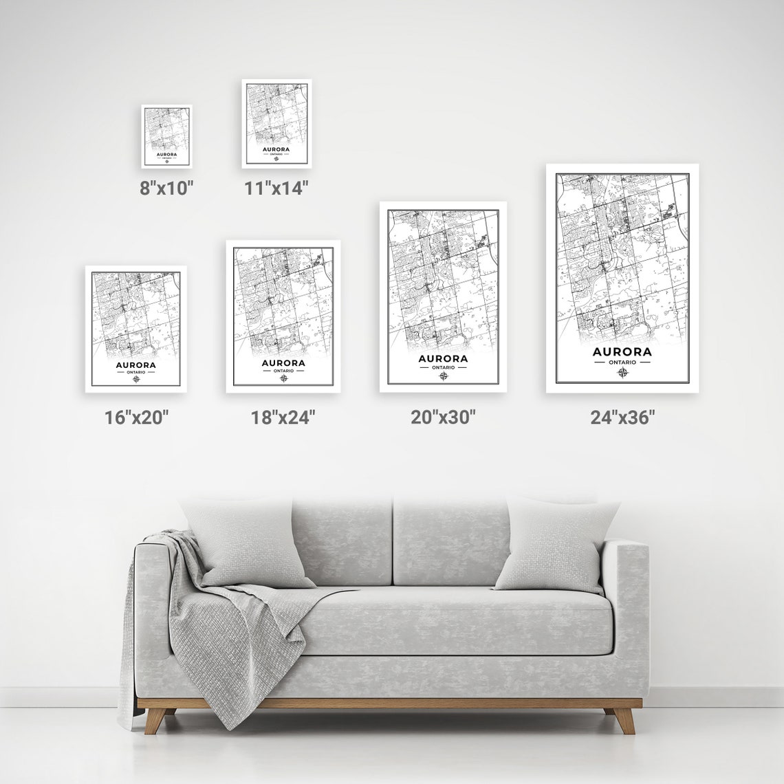 Aurora Map Print | Map of Aurora Ontario | Black & White | Digital ...