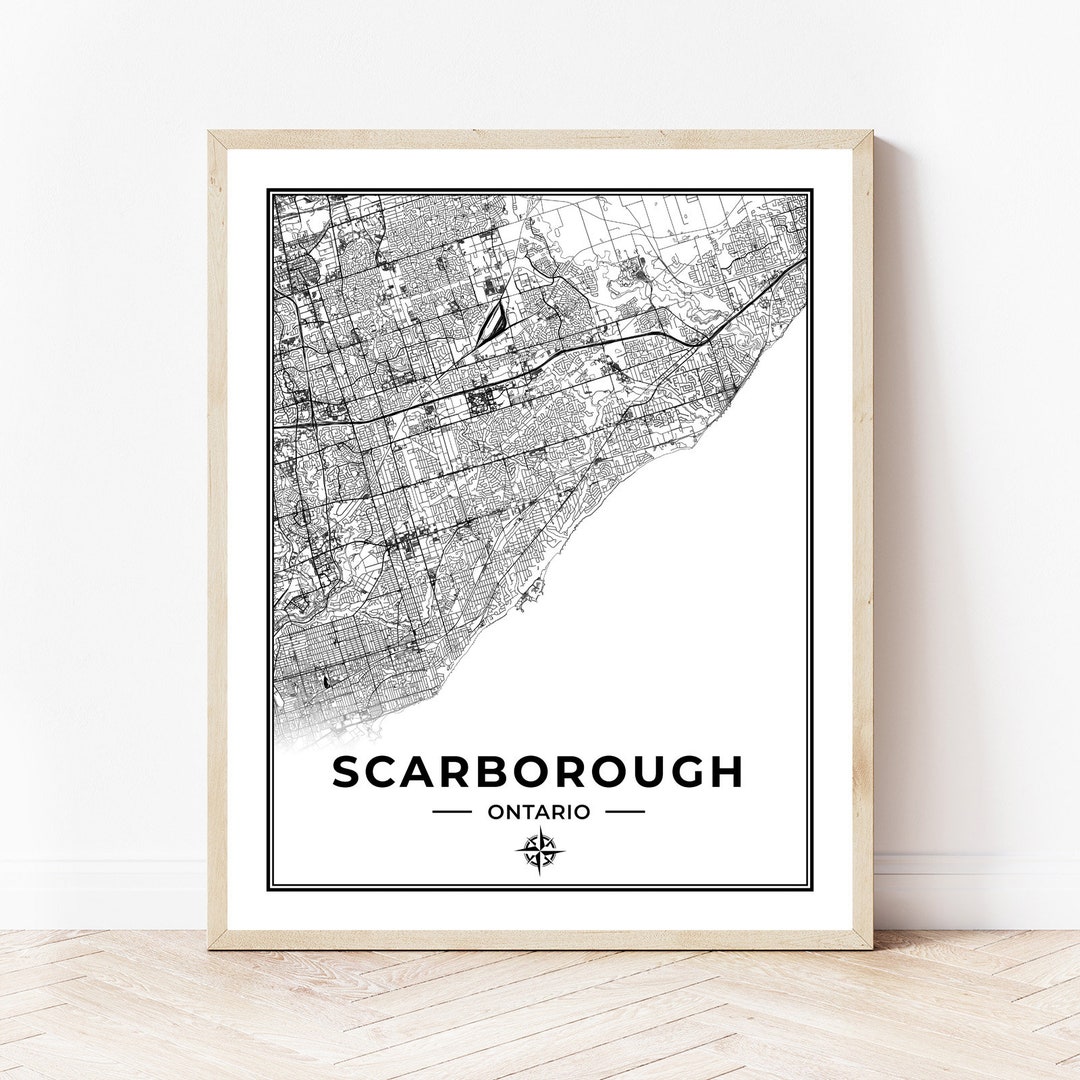Scarborough Map Print | Map of Scarborough Ontario | Black & White ...