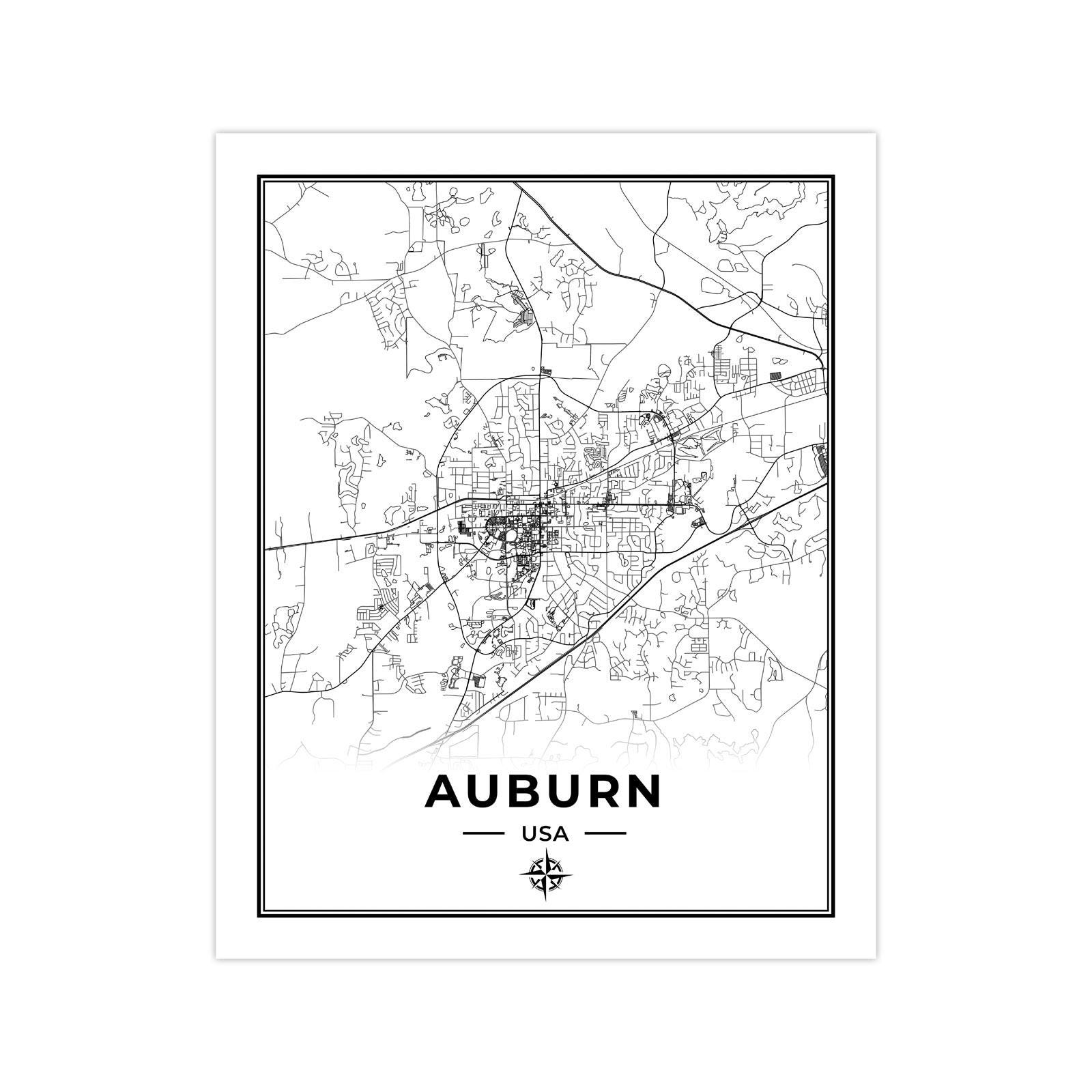 Auburn Map Print | Map of Auburn Alabama | Digital Download - Etsy