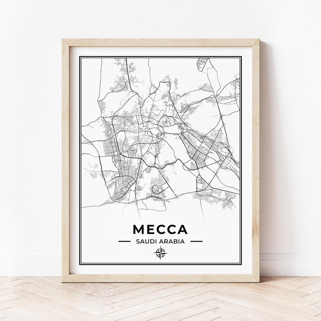 Mecca Map Print | Map of Mecca Saudi Arabia | Digital Download - Etsy