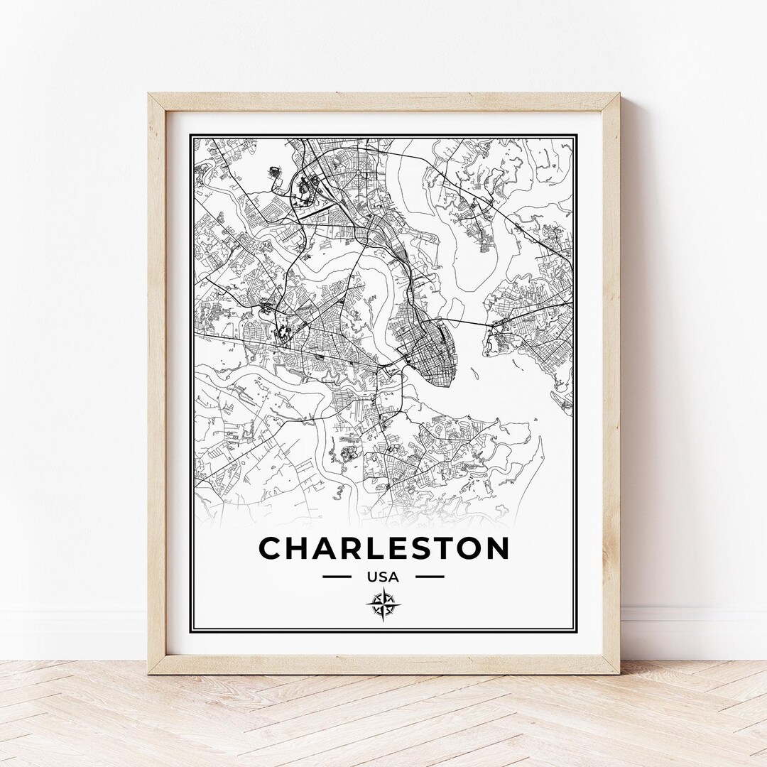 Charleston Map Print | Map of Charleston South Carolina | Digital ...