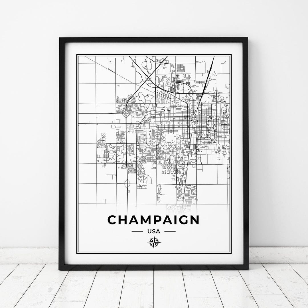 Champaign Map Print | Map of Champaign Illinois | Digital Download - Etsy