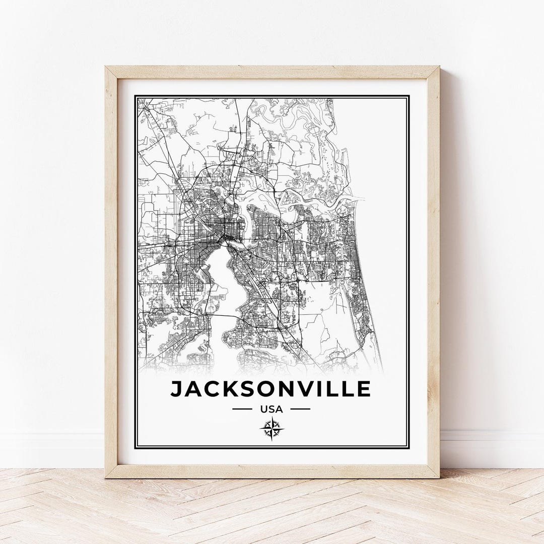 Jacksonville Map Print | Map of Jacksonville Florida | Digital Download ...