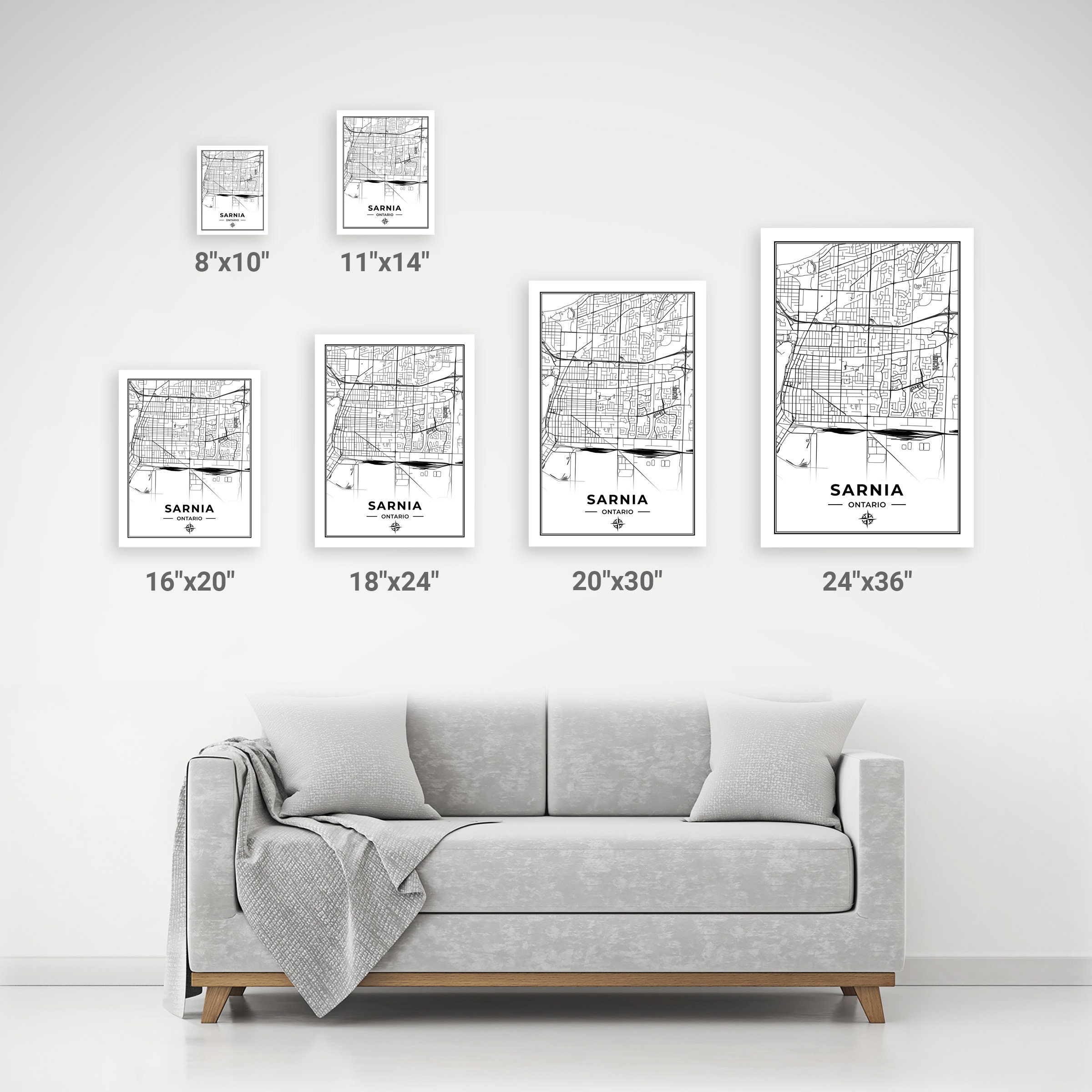 Sarnia Map Print Map of Sarnia Ontario Black & White - Etsy Canada