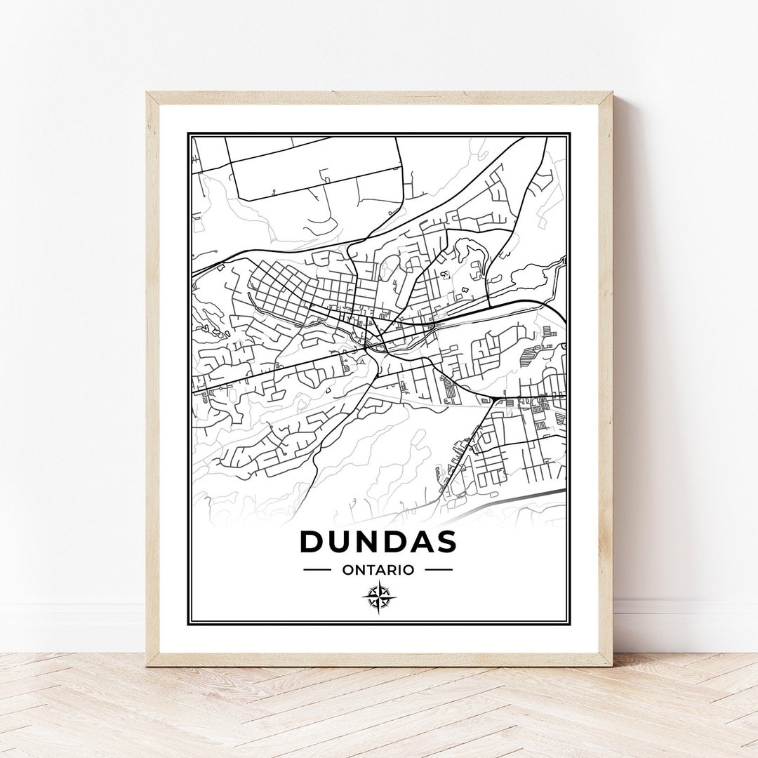 Dundas Map Print | Map of Dundas Ontario | Black & White | Digital ...