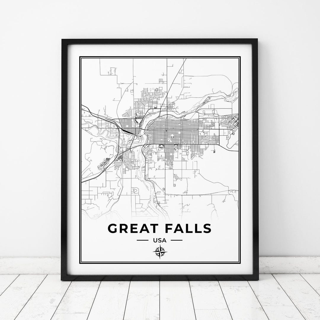 Great Falls Map Print | Map of Great Falls Montana | Digital Download ...