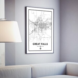 Great Falls Map Print | Map of Great Falls Montana | Digital Download ...