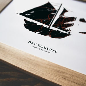 Bay Roberts Schooner Print | Map of Bay Roberts Newfoundland | Digital ...