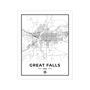 Great Falls Map Print | Map of Great Falls Montana | Digital Download ...