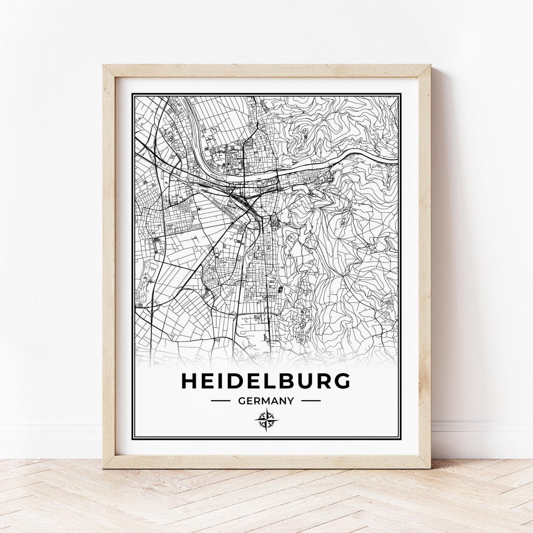 Heidelburg Map Print | Map of Heidelburg Germany | Digital Download - Etsy