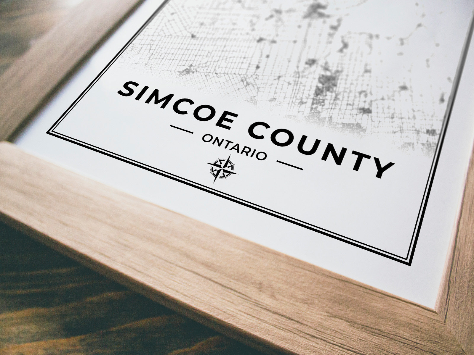 Simcoe County Map Print | Map of Simcoe County Ontario | Black & White ...