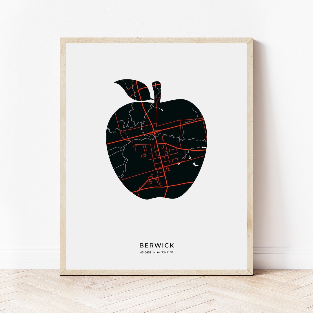 Berwick Apple Print | Map of Berwick Nova Scotia | Digital Download - Etsy