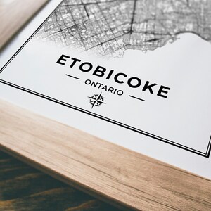 Etobicoke Map Print | Map of Etobicoke Ontario | Black & White ...