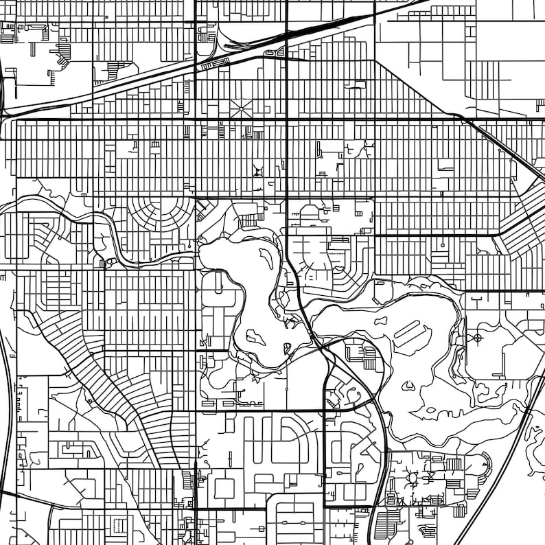 Regina Map Print | Map of Regina Saskatchewan | Black & White | Digital ...