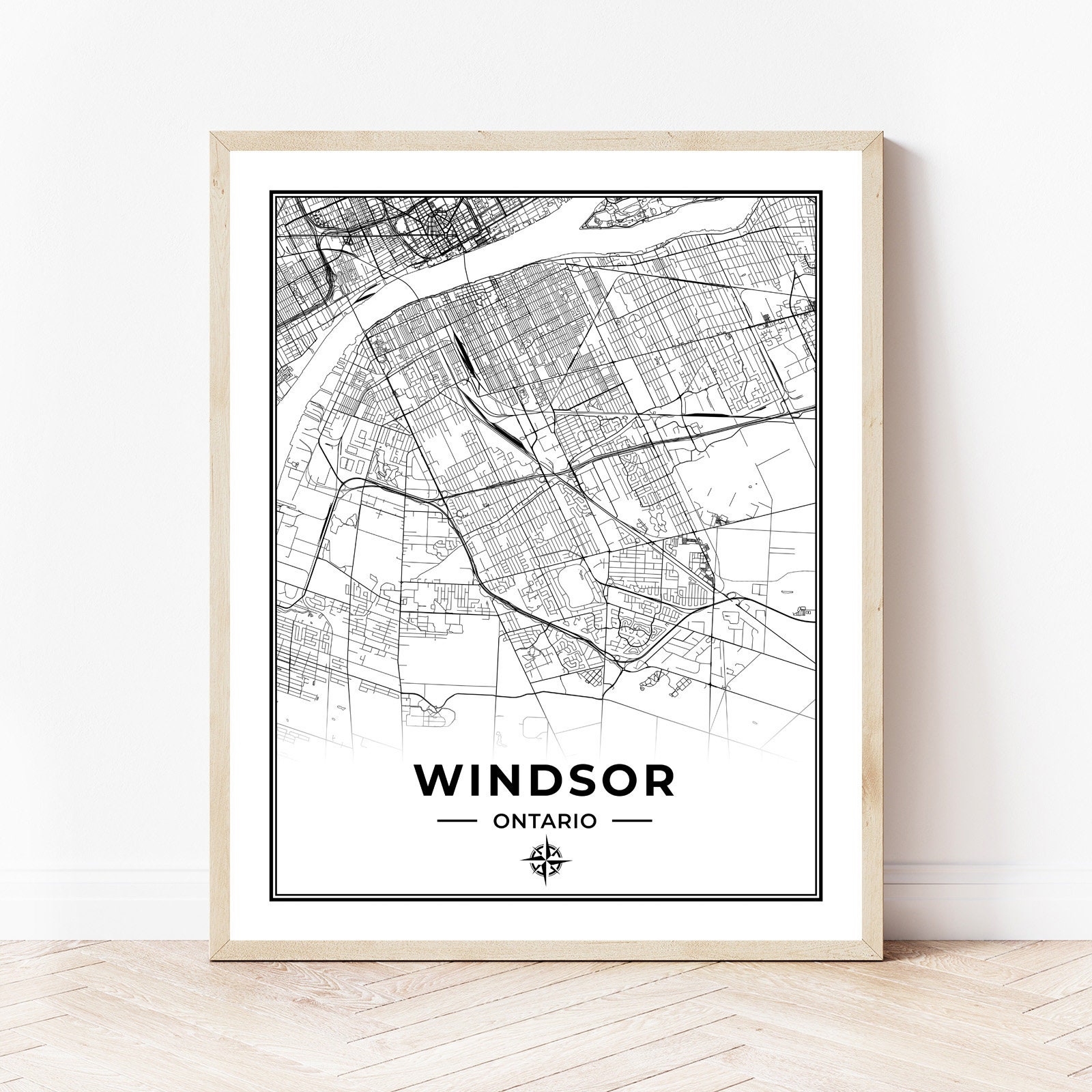 Windsor Map Print Map of Windsor Ontario Black & White | Etsy