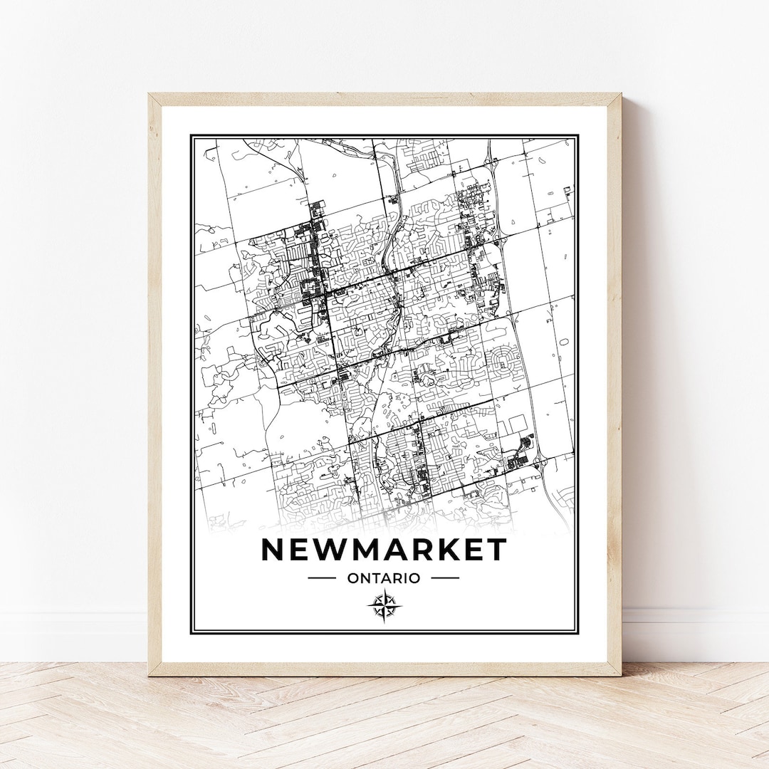 Newmarket Map Print | Map of Newmarket Ontario | Black & White ...