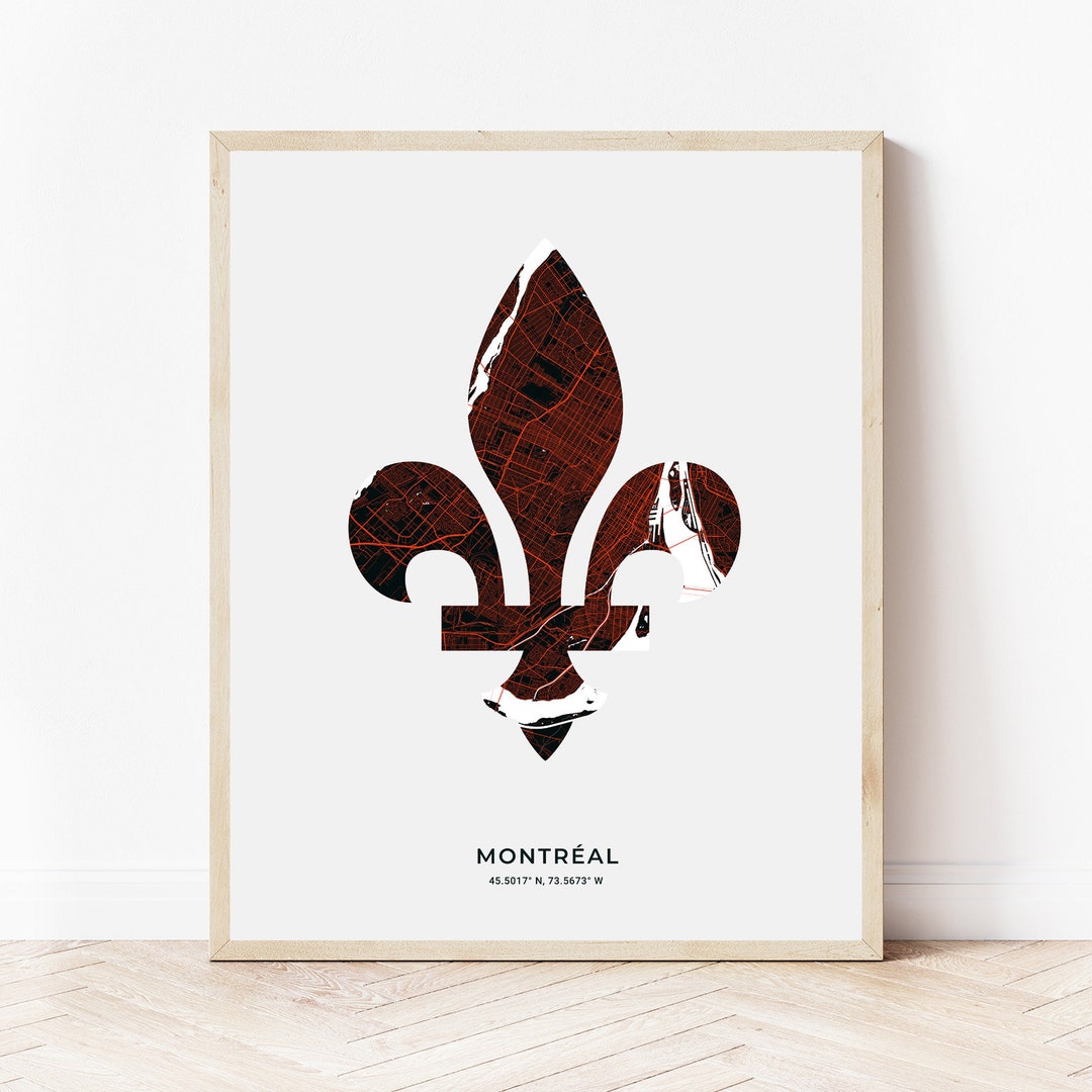 Montréal Fleur De Lis Print | Map of Montréal Quebec | Digital Download ...