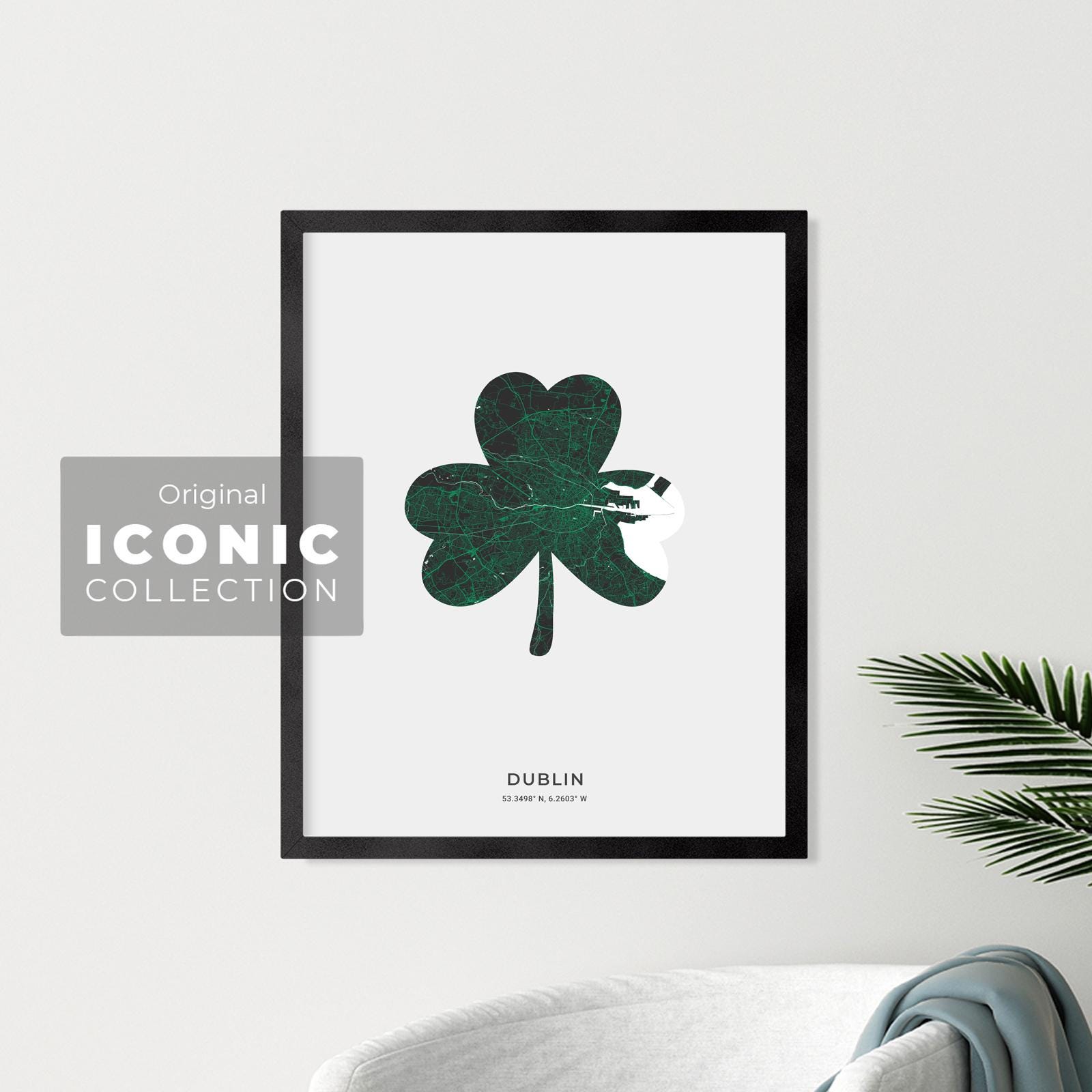 Dublin Shamrock Map Print | Map of Dublin Ireland | Digital Download - Etsy