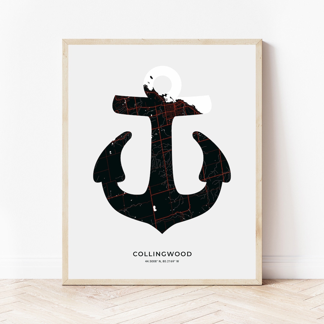 Collingwood Anchor Print | Map of Collingwood Ontario | Digital ...