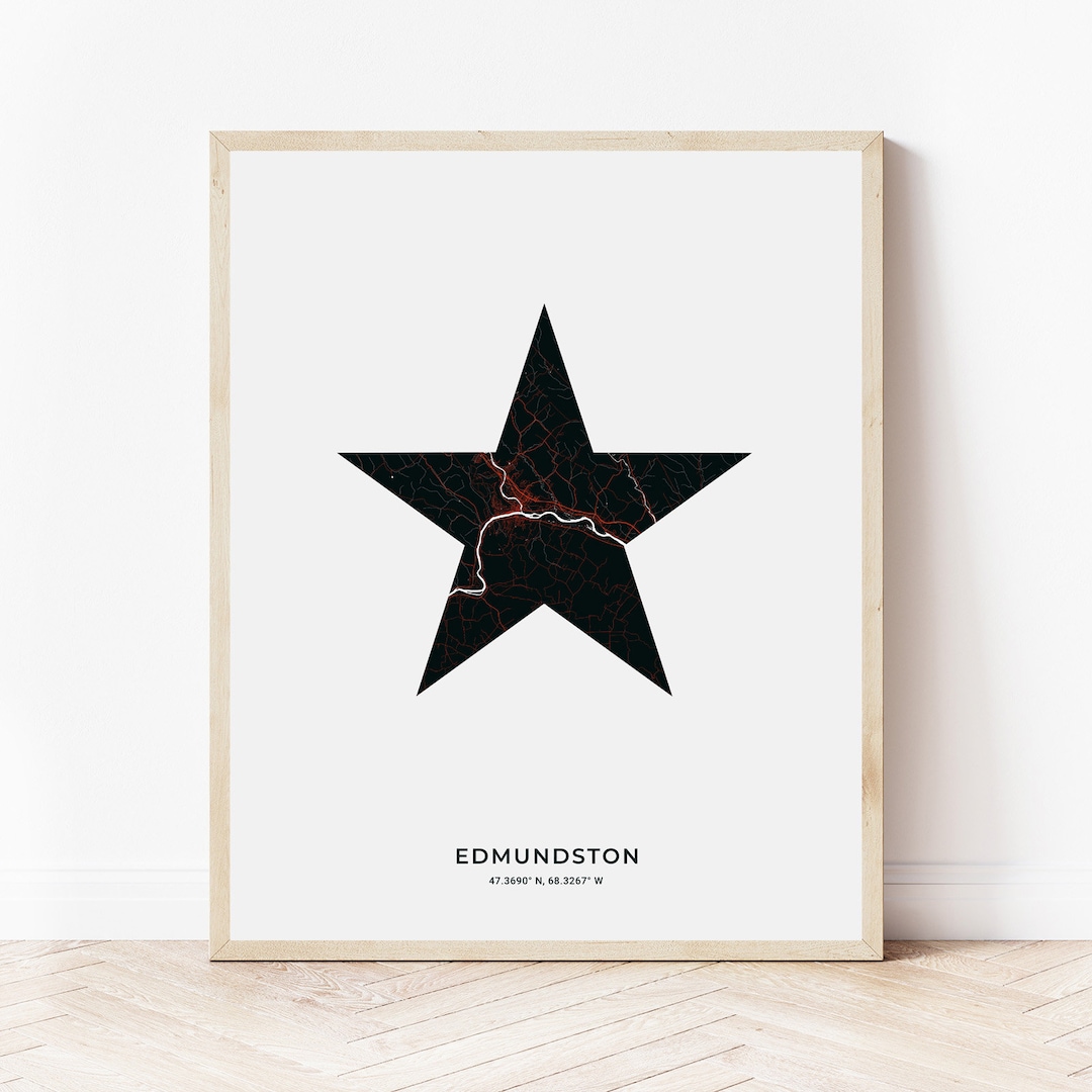 Edmundston Acadian Star Print | Map of Edmundston New Brunswick ...